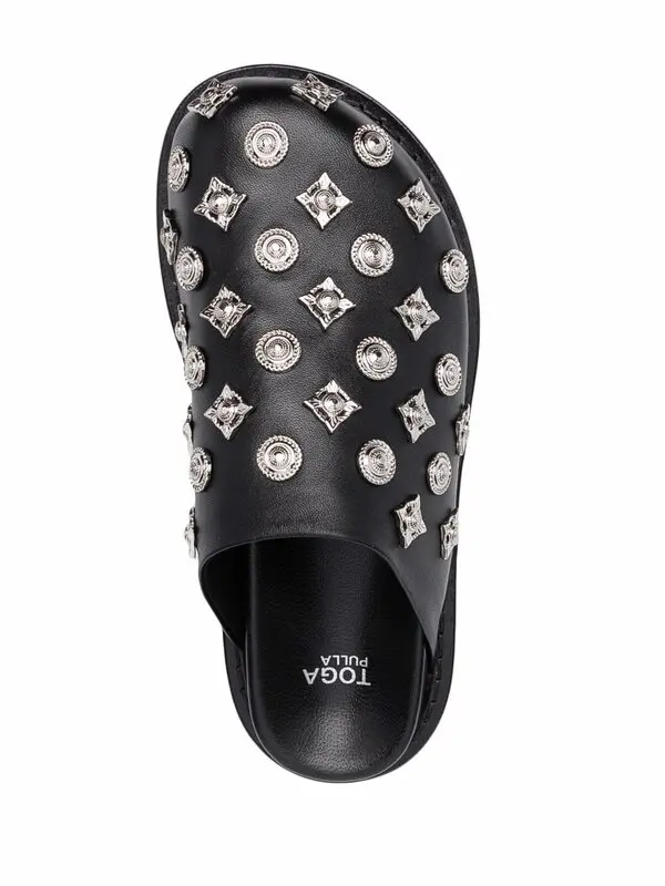 Toga Embellished Leather Mules
