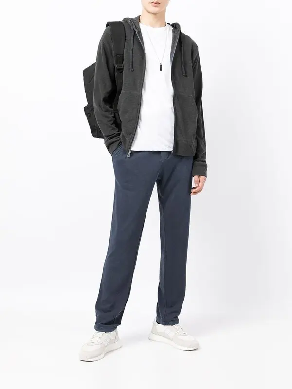 JAMES PERSE Zipped-up Fleece Hoodie - Grey