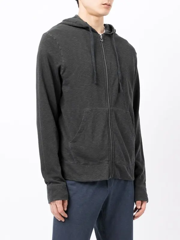 JAMES PERSE Zipped-up Fleece Hoodie - Grey
