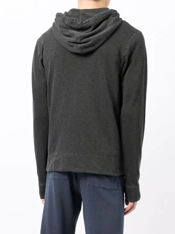 JAMES PERSE Zipped-up Fleece Hoodie - Grey