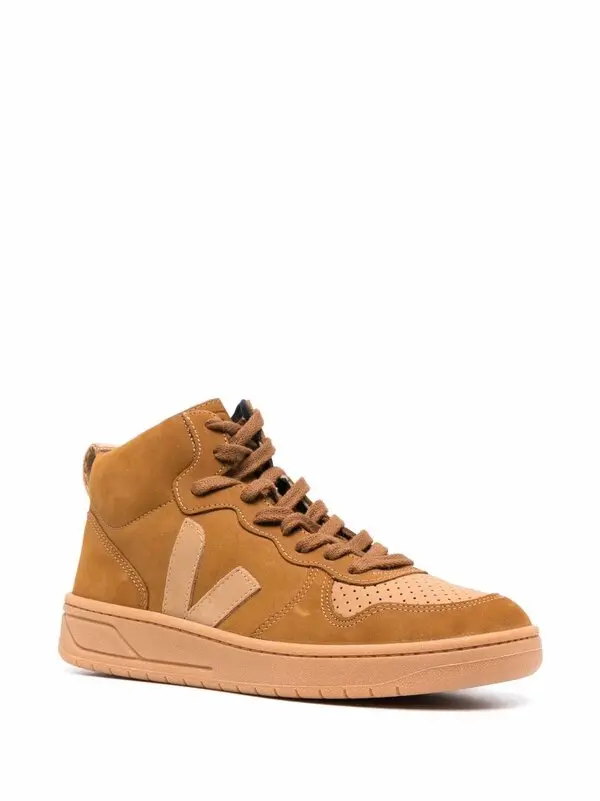 VEJA V-15 Nubuck High-top Sneakers - Neutrals