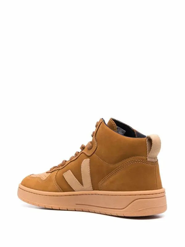 VEJA V-15 Nubuck High-top Sneakers - Neutrals