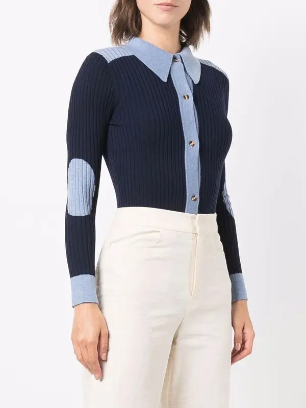 Dodo Bar Or Ribbed-knit Polo Bodysuit