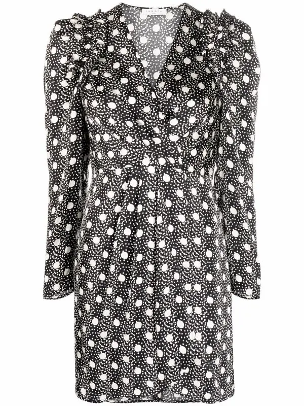 Sandro Polka Dot Print Long Sleeve Dress