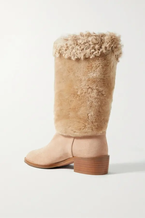 AQUAZZURA 45 Shearling And Suede Boots