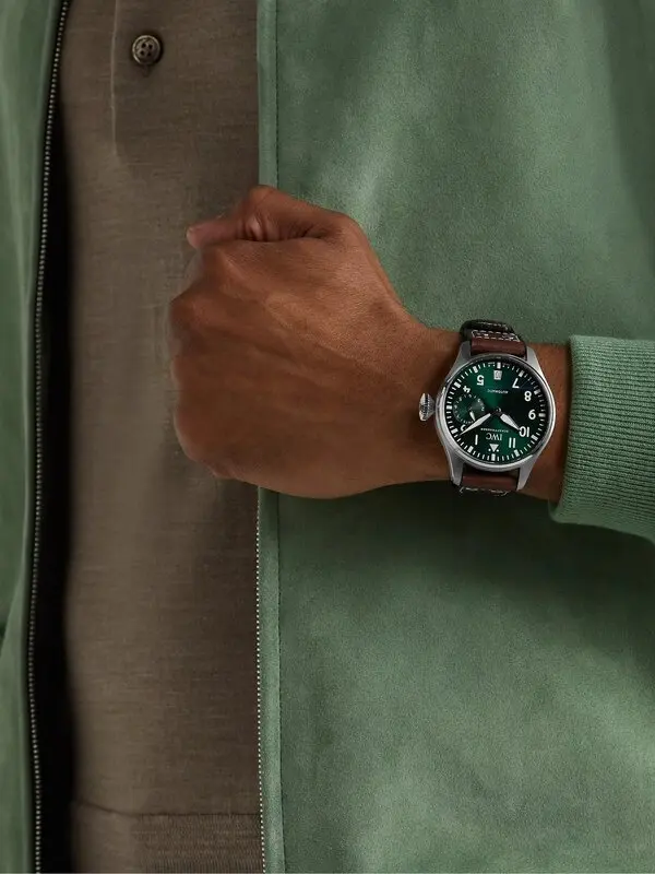 IWC SCHAFFHAUSEN Big Pilot's Automatic 46.2mm Stainless Steel And Leather Watch - Green