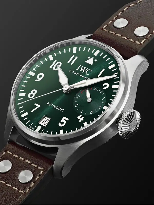 IWC SCHAFFHAUSEN Big Pilot's Automatic 46.2mm Stainless Steel And Leather Watch - Green