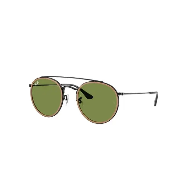 Ray-ban Round Double Bridge Sunglasses Frame Brown Lenses - Black