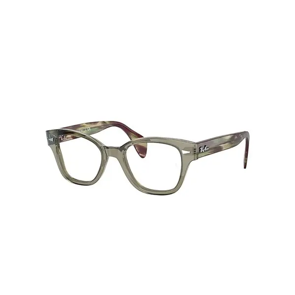 Ray-ban Square Eyeglasses Frame - Striped Green Havana