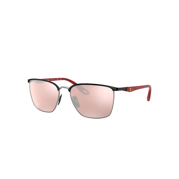 Ray-ban Scuderia Ferrari Collection Sunglasses Silver Tone Frame Polarized+ Lenses - Red