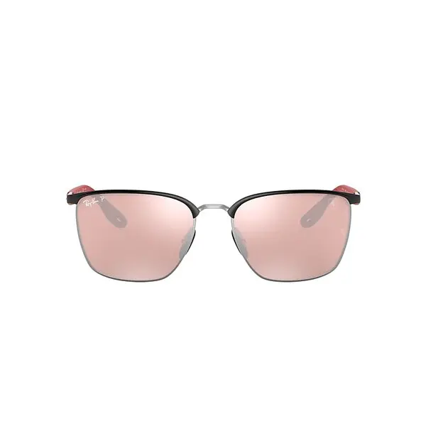 Ray-ban Scuderia Ferrari Collection Sunglasses Silver Tone Frame Polarized+ Lenses - Red