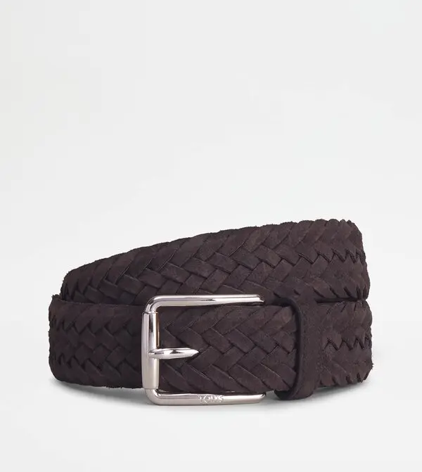 TOD'S Woven Suede Belt - Brown