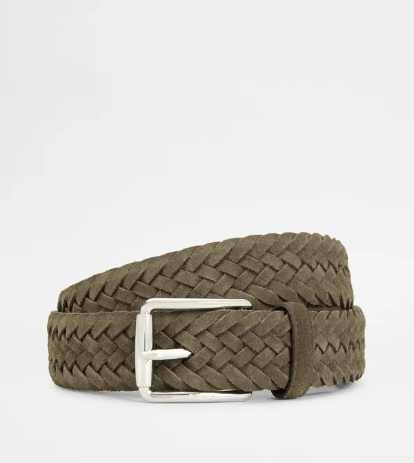 TOD'S Woven Suede Belt - Green
