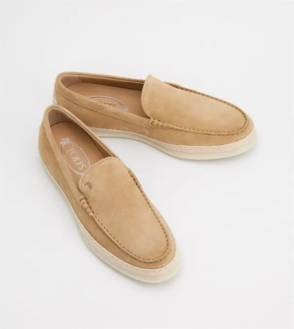 TOD'S Suede Slip-ons - Beige