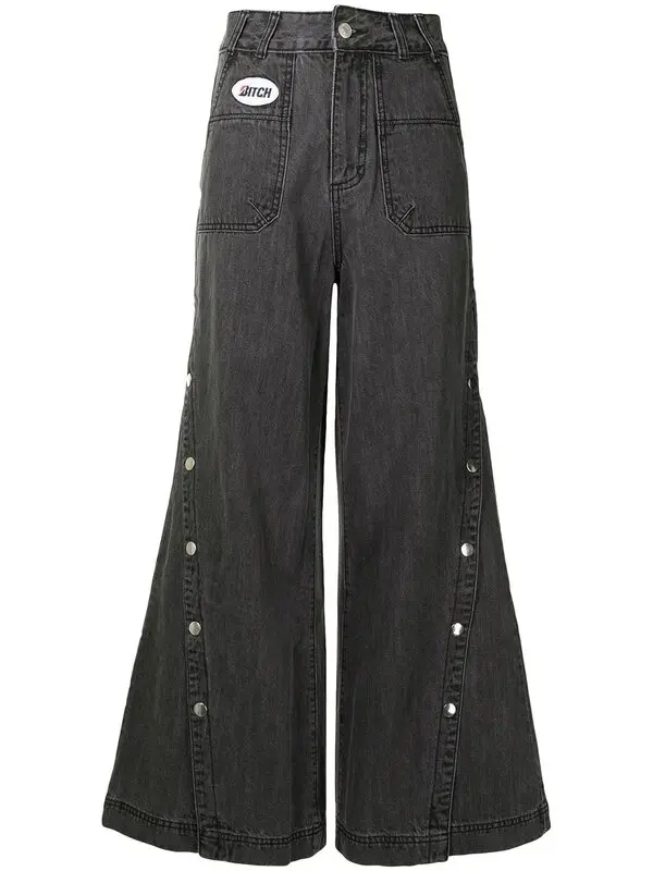 GROUND ZERO Button-leg Flared Jeans