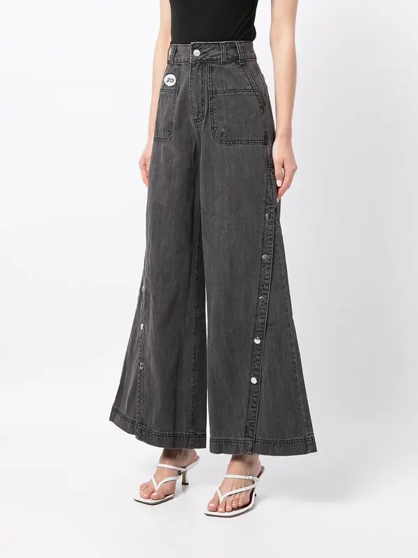 GROUND ZERO Button-leg Flared Jeans