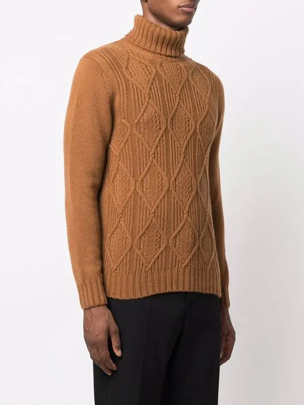 DRUMOHR Chunky Turtleneck Cashmere Jumper - Brown
