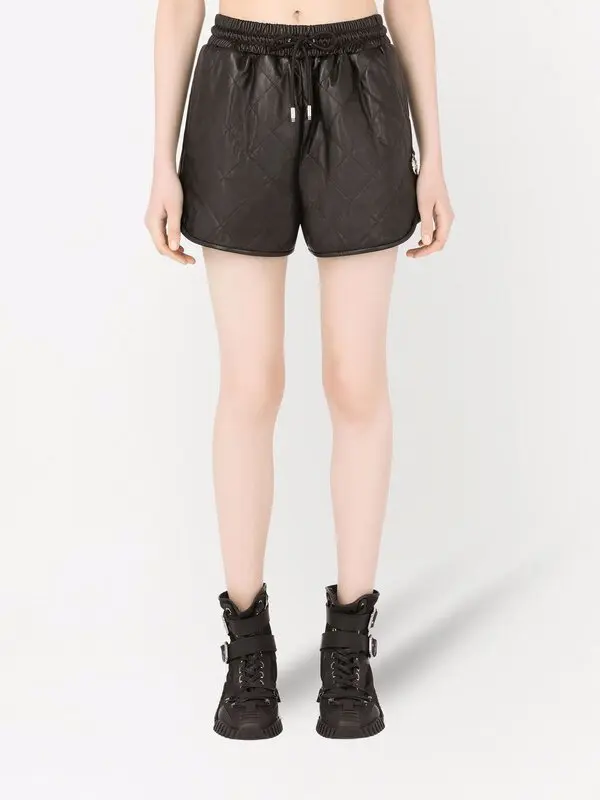 Dolce & Gabbana Quilted Leather Track Shorts