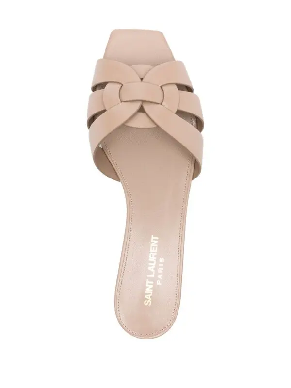 Saint Laurent Tribute Flat Sandals - Neutrals