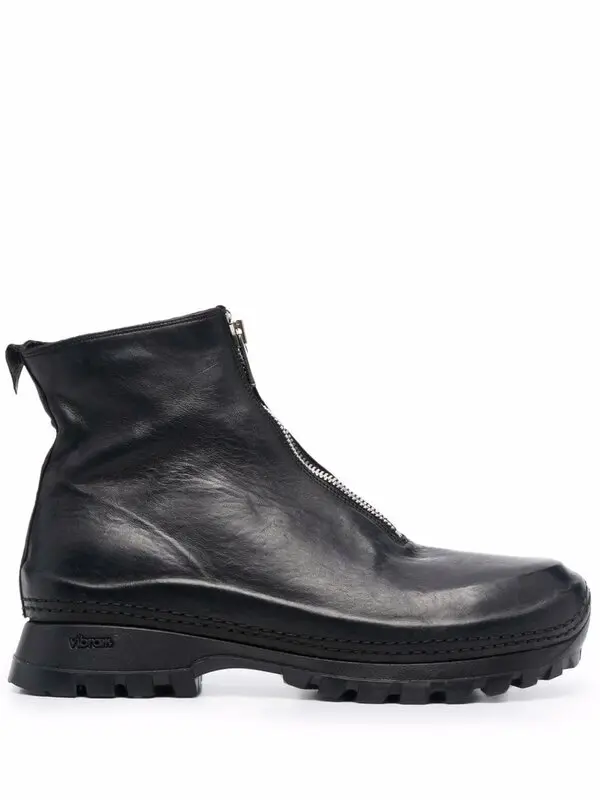 Guidi Zipped Leather Ankle Boots