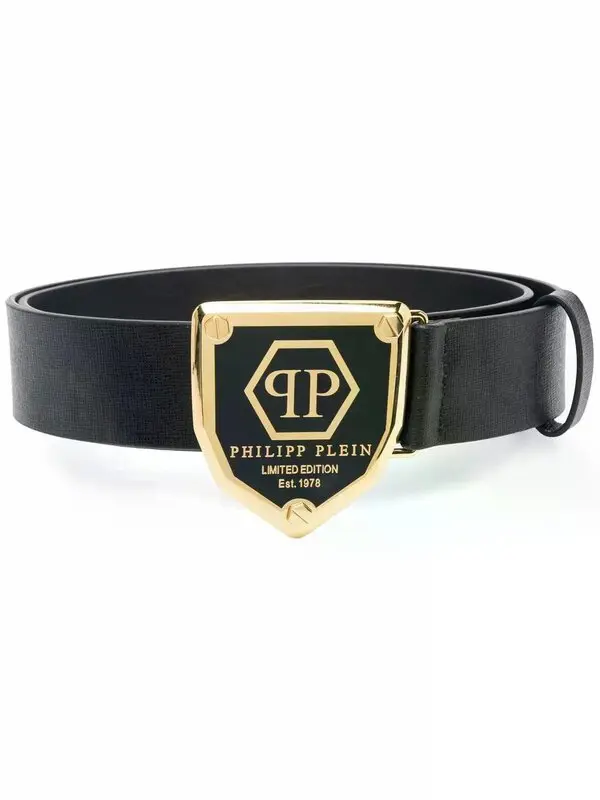 Philipp Plein Logo-plaque Leather Belt - Black