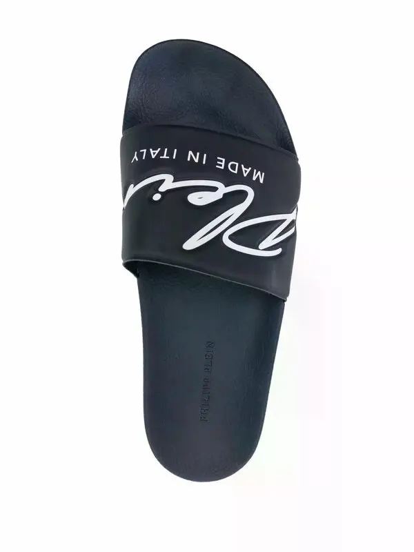 Philipp Plein Embossed Logo Slides - Blue