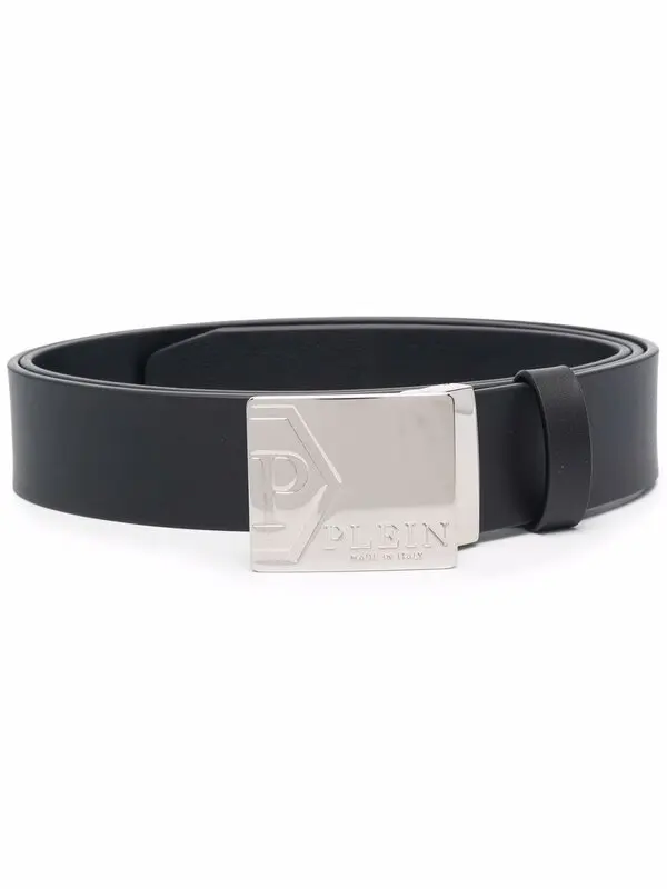 Philipp Plein Logo-plaque Leather Belt - Black