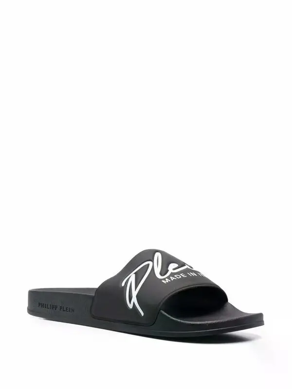 Philipp Plein Embossed Logo Slides - Black