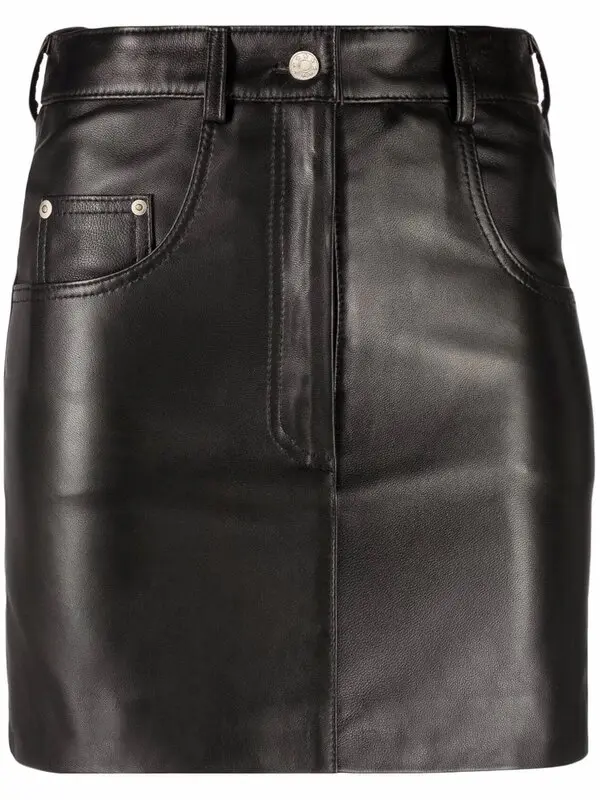 MANOKHI Five-pocket Leather Mini Skirt
