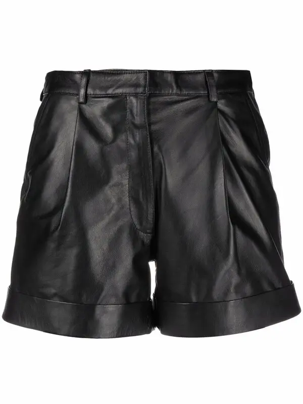MANOKHI Jett High-waisted Leather Shorts - Black