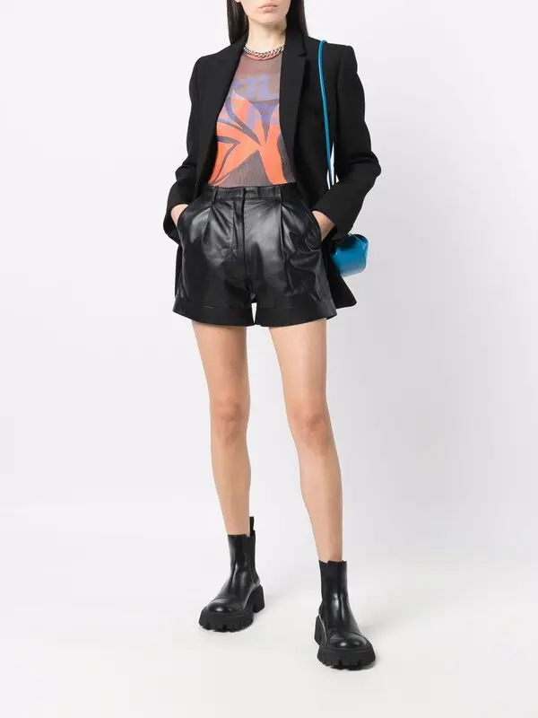 MANOKHI Jett High-waisted Leather Shorts - Black