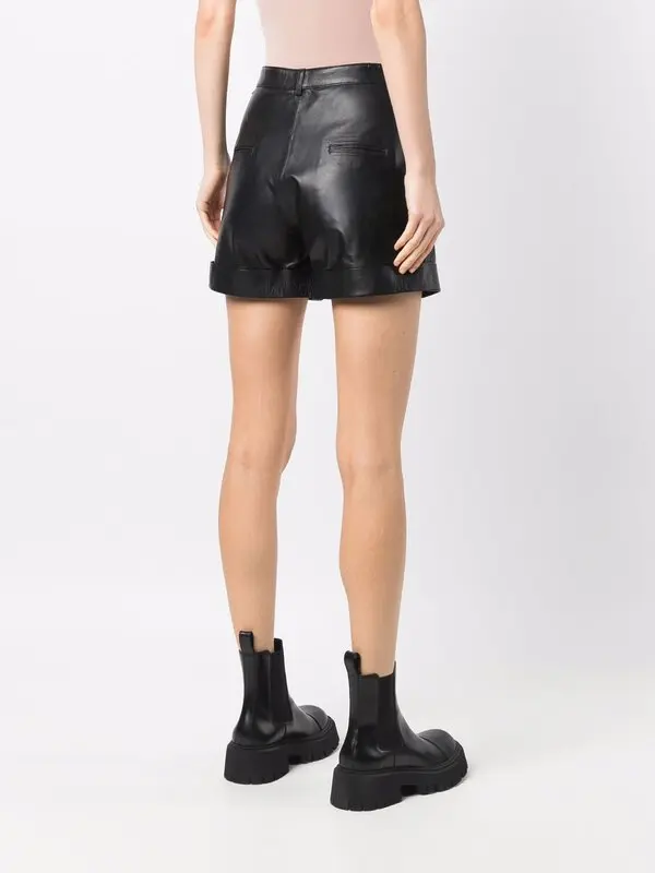 MANOKHI Jett High-waisted Leather Shorts - Black