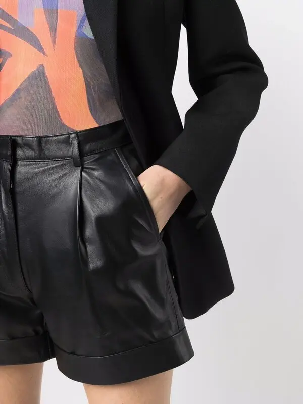 MANOKHI Jett High-waisted Leather Shorts - Black