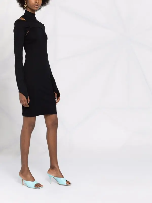 Helmut Lang Cut-out High-neck Ribbed Dress