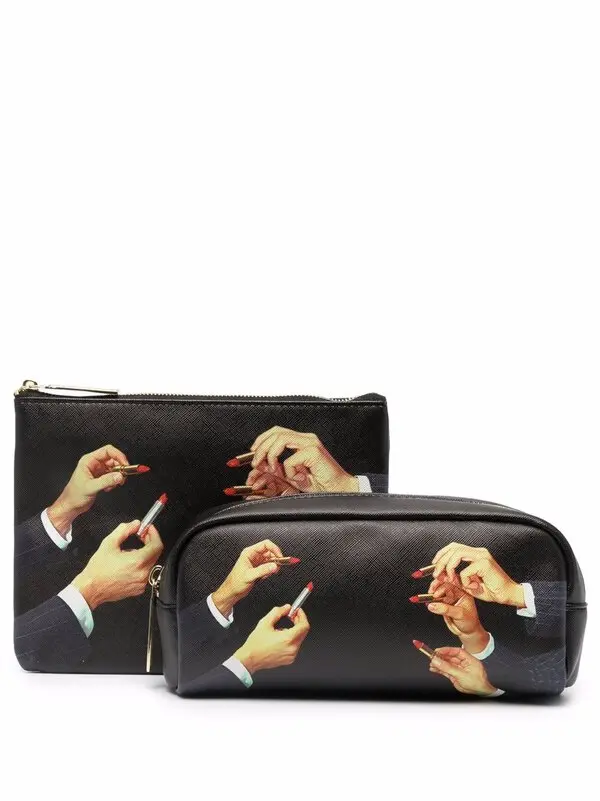 SELETTI Lipstick Print Pouch