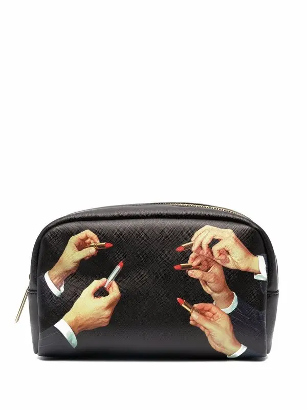 SELETTI Graphic-print Wash Bag - Black