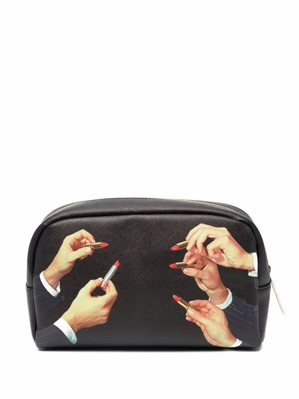 SELETTI Graphic-print Wash Bag - Black