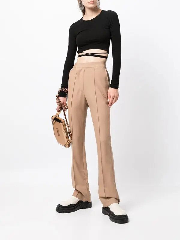 AMBUSH High-waisted Flared Trousers - Brown