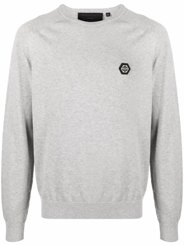 Philipp Plein Logo-patch Cotton Jumper - Grey
