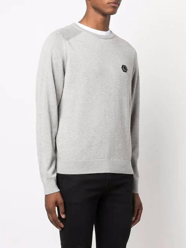 Philipp Plein Logo-patch Cotton Jumper - Grey