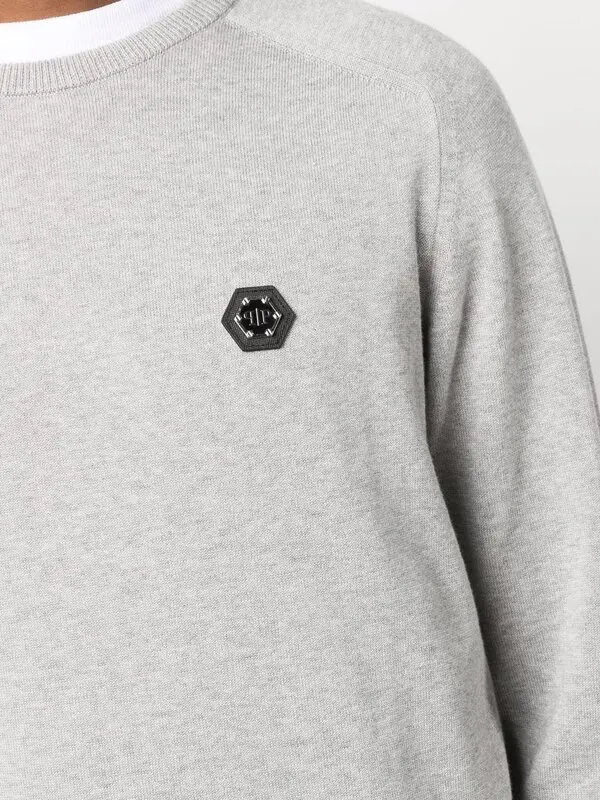 Philipp Plein Logo-patch Cotton Jumper - Grey