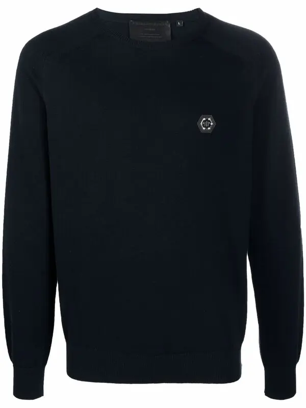 Philipp Plein Logo-patch Crew Neck Jumper - Blue