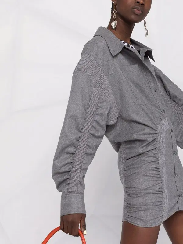 Stella McCartney Ruched Wool Shirt Dress