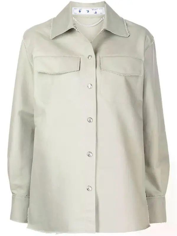 Off-White Raw-edge Shirt Jacket - Grey