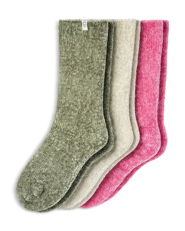 UGG Pack Of 3 Sparkle Cozy Crew Socks - Vinito/cream/strawberry
