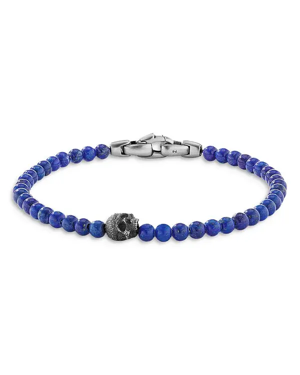 David Yurman Spiritual Beads Skull Bracelet With Lapis Lazuli - Blue