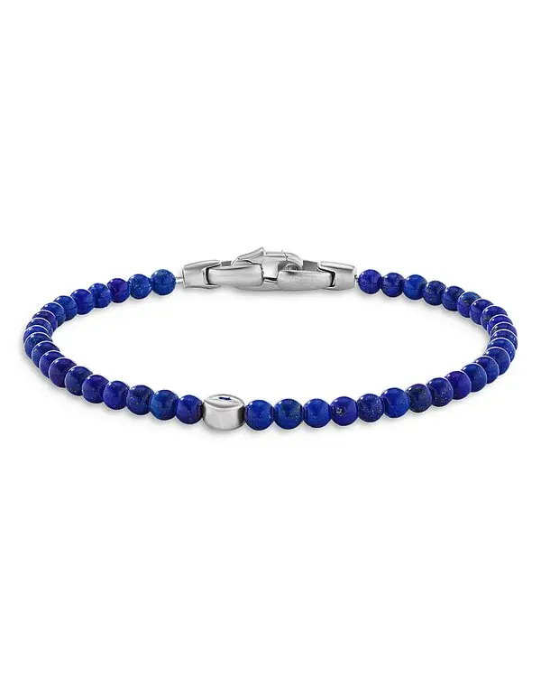 David Yurman Sterling Silver Spiritual Beads Lapis And Sapphire Evil Eye Bracelet - Lapis/sapphire