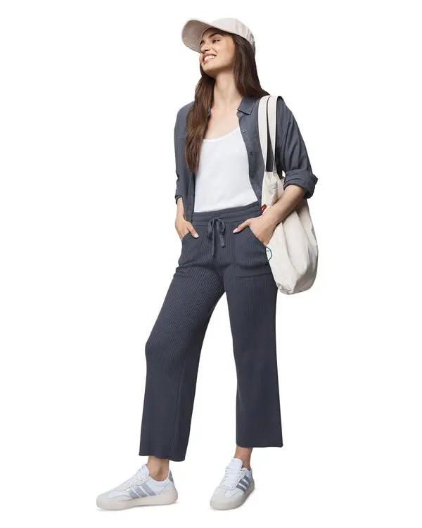 Splendid Georgie Ribbed Drawstring Pants - Ice Navy