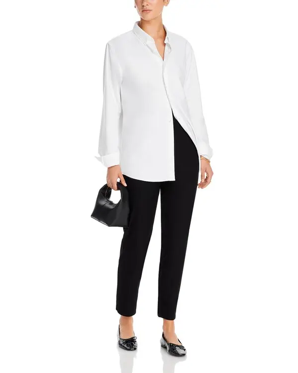 Eileen Fisher High-waist Slim-fit Trousers - Black