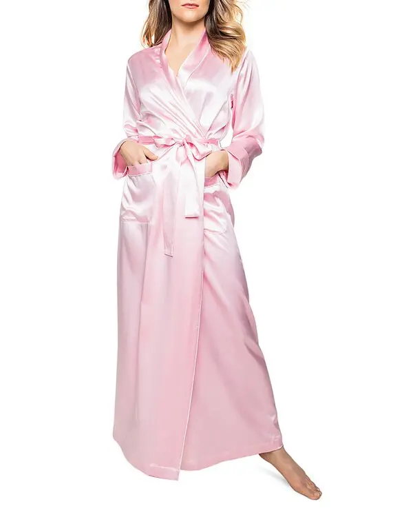 PETITE PLUME Silk Long Robe - Pink
